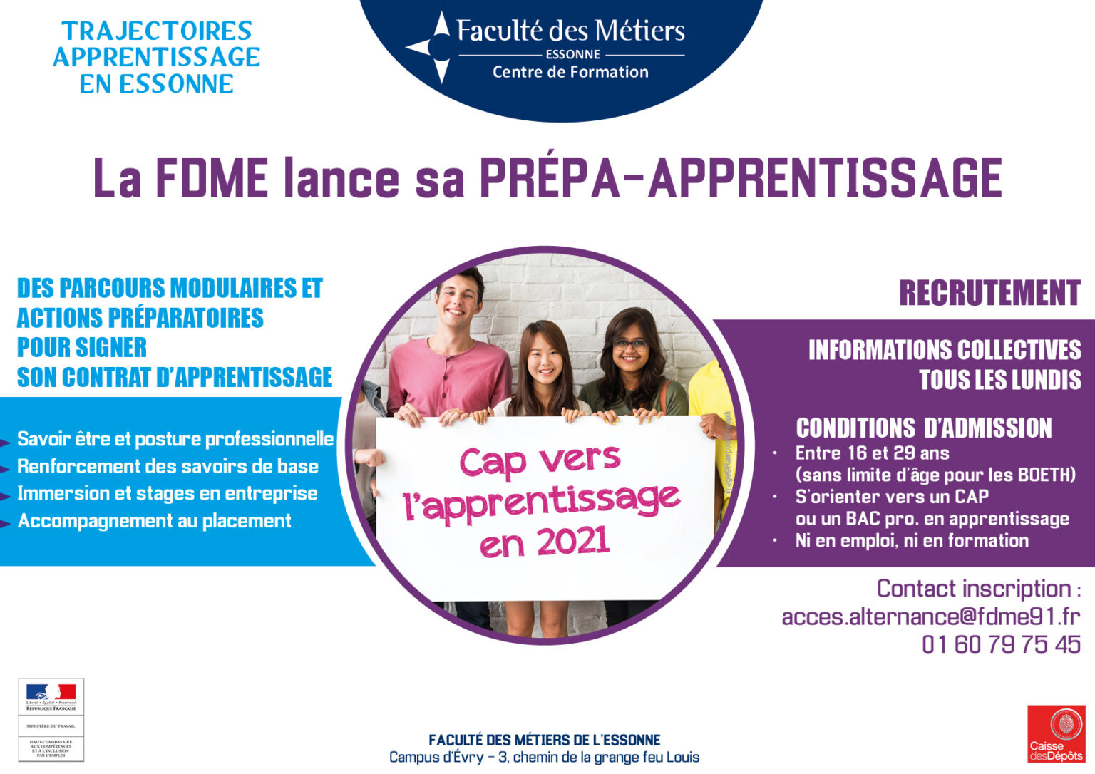 Devenir apprenti·e à la FDME - Faculté des Métiers Essonne